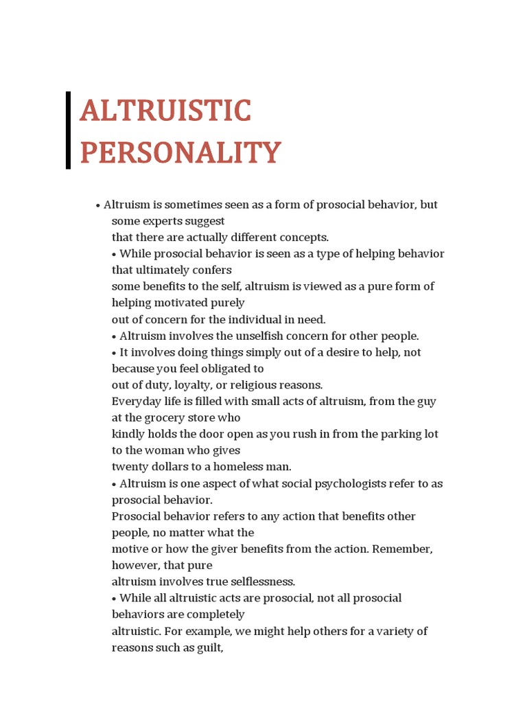 Understanding Altruistic Personality Traits | PDF | Altruism | Empathy