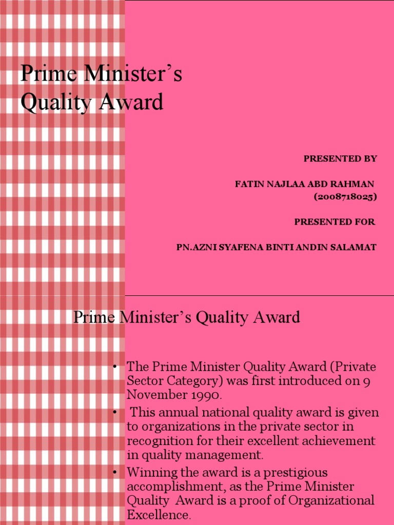 Prime Minister's Quality Award | PDF | Quality Management | Business