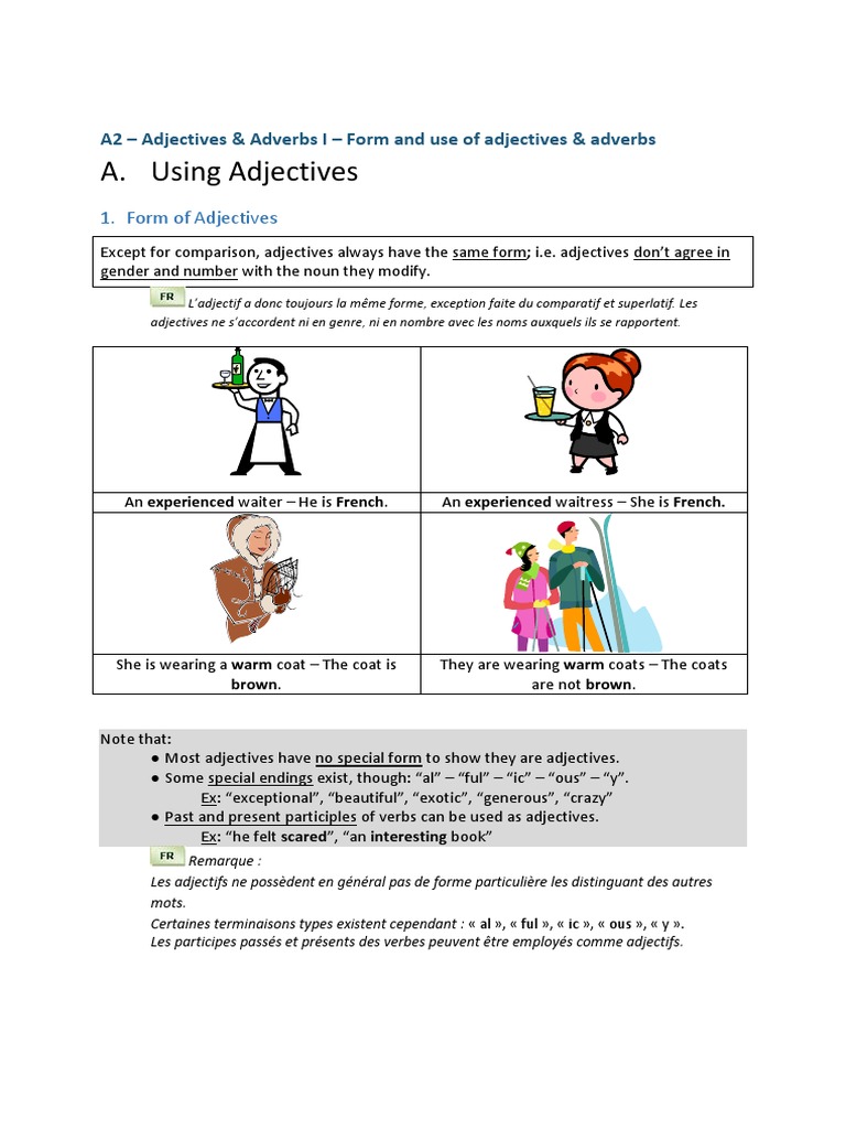 Adjectifs et adverbes : Formes et usages | PDF | Grammaire | Sémantique