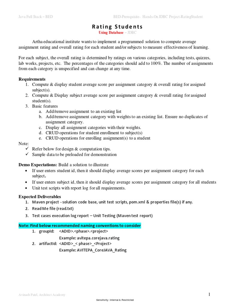 Rating Students: Requirements | PDF | Quiz | Input/Output
