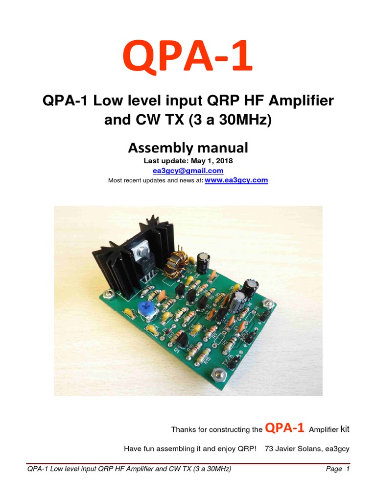 QPA-1 Low Level Input QRP HF Amp and CW TX Assembly Guide | PDF ...