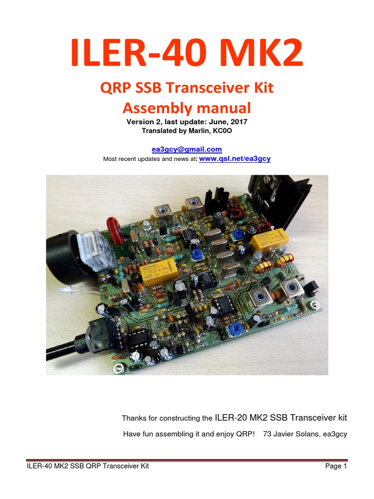 ILER-40 MK2 SSB QRP Kit Manual | PDF | Resistor | Information And ...