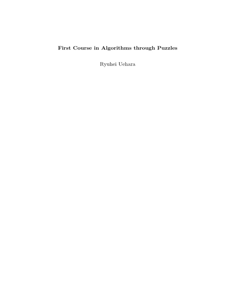 First Course in Algorithms Through Puzzles: Ryuhei Uehara | PDF | Computational Complexity ...