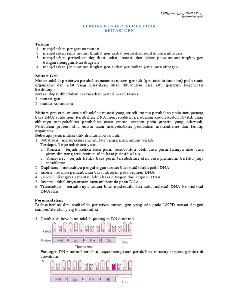 LKPD Mutasi Gen | PDF