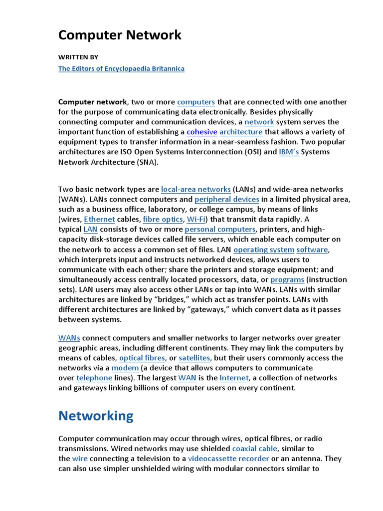 Unit 8 Computer Networks | PDF | Computer Network | Local Area Network