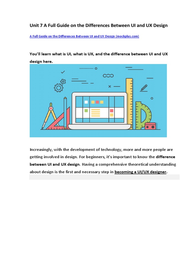 Unit 7 A Full Guide On The Differences Between UI and UX Design | PDF ...