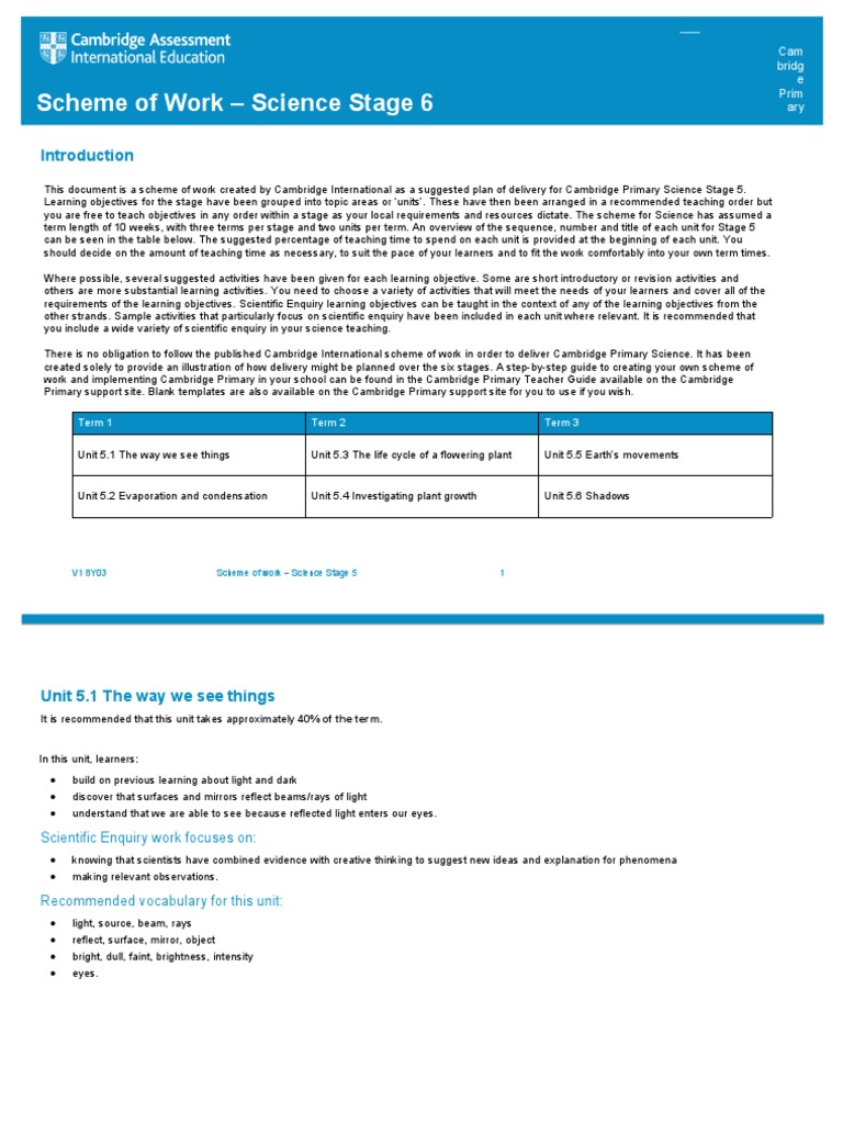 Scheme of Work Science Stage 5 - 2018 - tcm142-354228 | PDF | Water ...