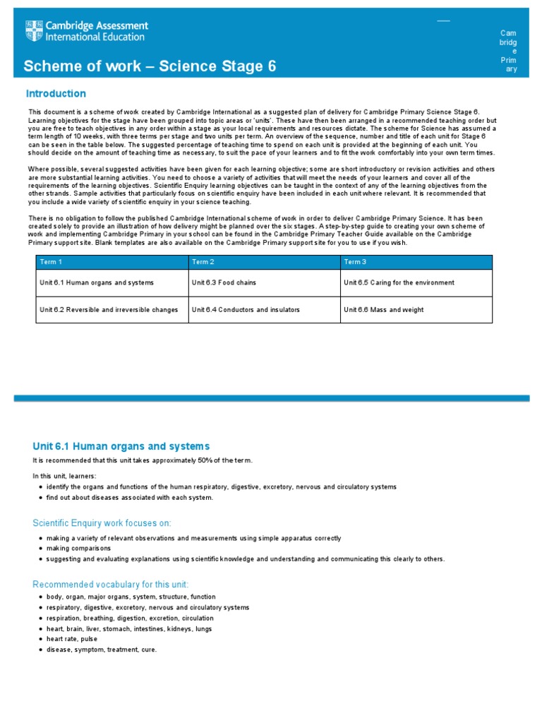 Scheme of Work Science Stage 6 - 2018 - tcm142-354057 | PDF ...