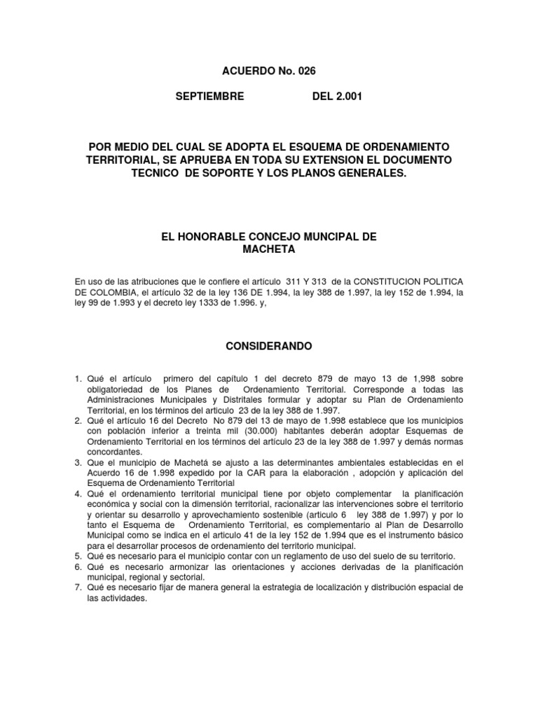 Esquema de Ordenamiento Territorial Machetá | PDF | Dominio eminente ...
