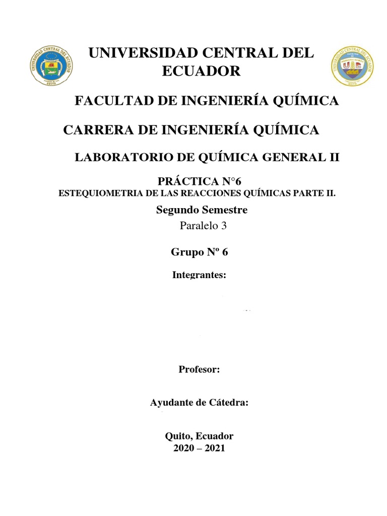Práctica N6 | PDF | Mole (Unidad) | Química