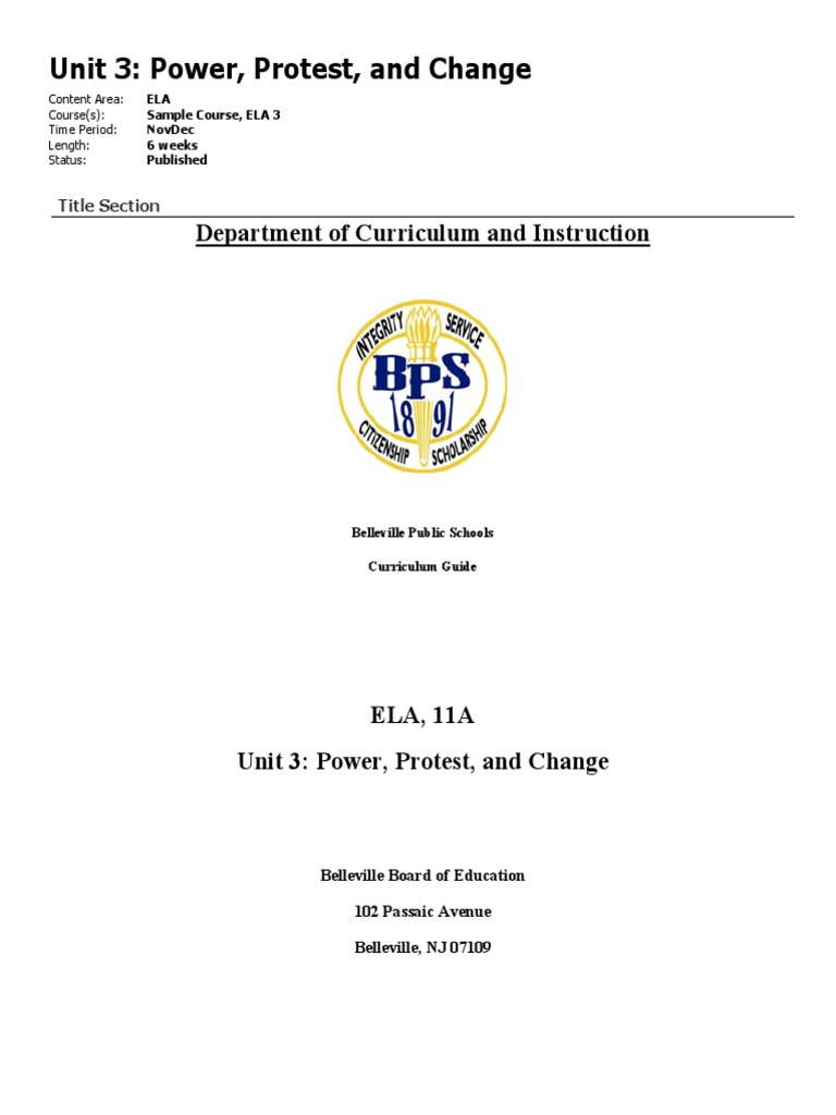 Power, Protest, and Change Curriculum | PDF | Educational Technology ...