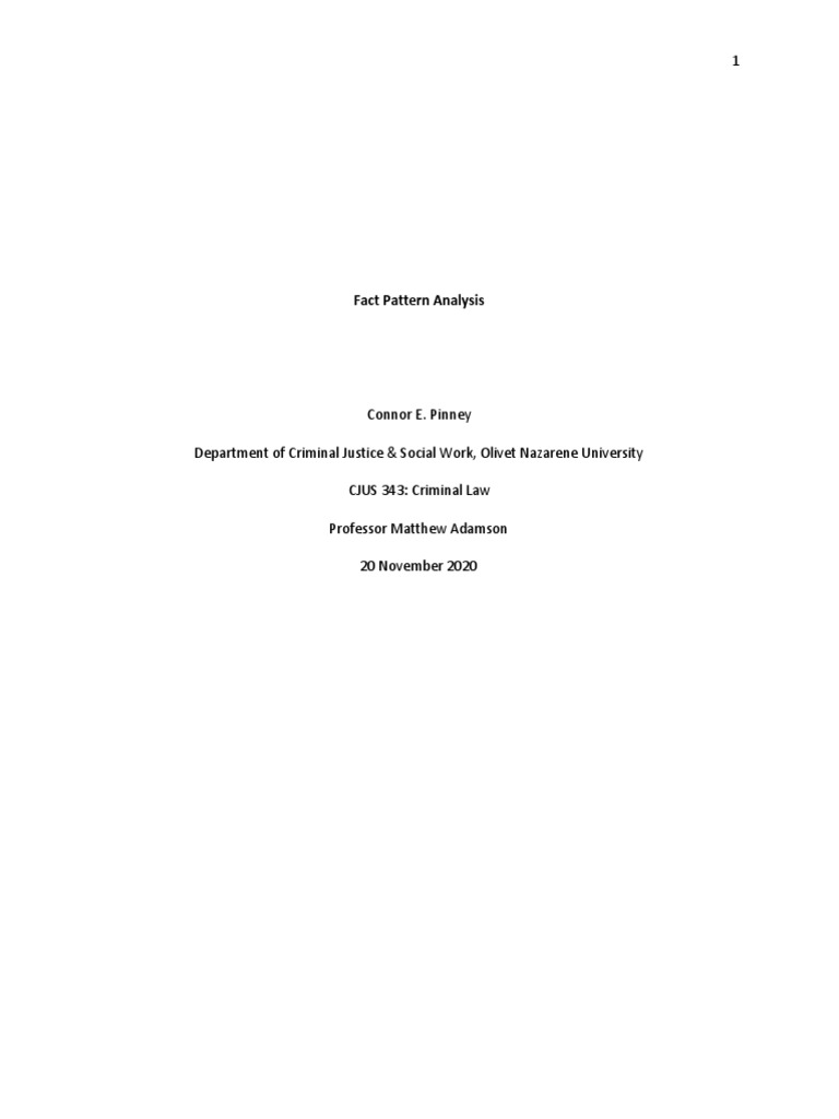 Fact Pattern Analysis CJUS 343 | PDF | Mens Rea | Burden Of Proof (Law)