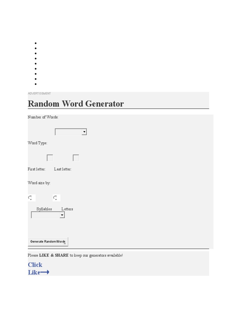 Random Word Generator | PDF | Word | English Language