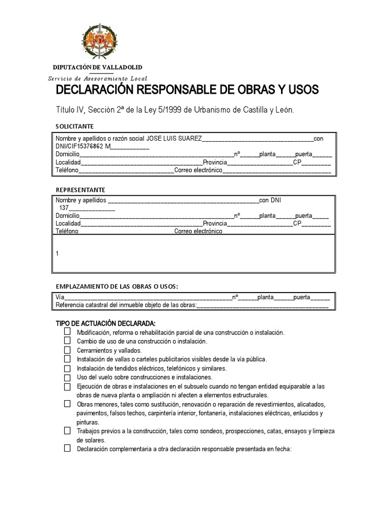 Declaracion Responsable de Obras y Usos | PDF | Justicia | Crimen y violencia