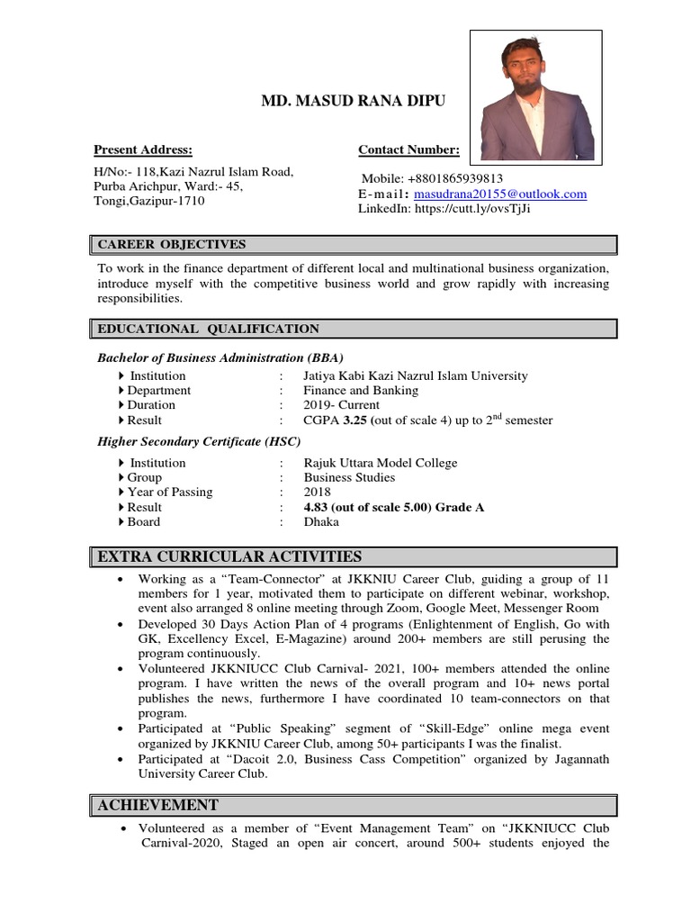 Md. Masud Rana Dipu: Present Address: Contact Number | PDF