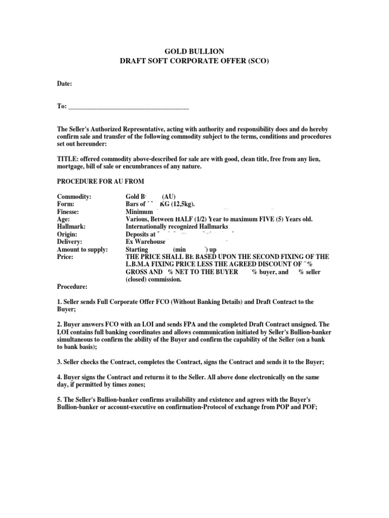 Microsoft Word - SCO - Bullion - 20Oct08.Docj | PDF | Gold As An ...