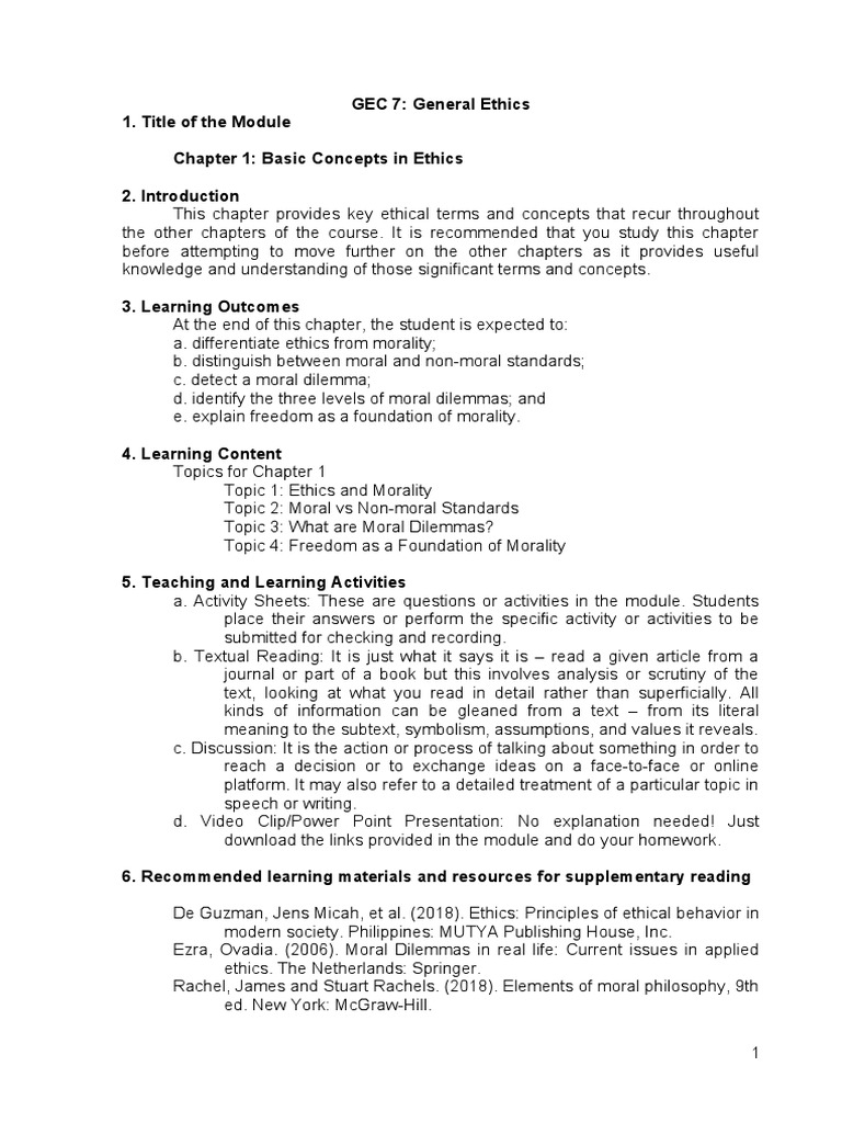 Ethics Module Ay 21 22 | PDF | Morality | Value (Ethics)
