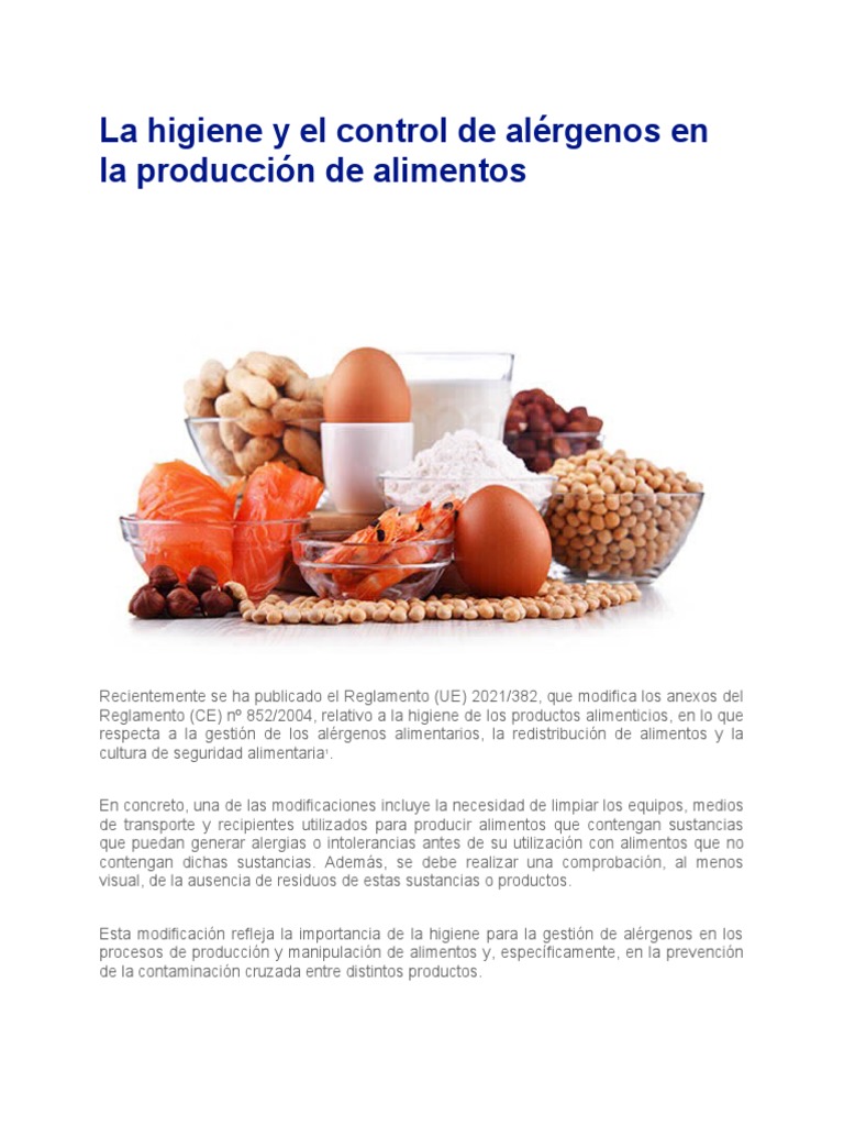 Control De Alergenos Pdf Alimentos Alergia