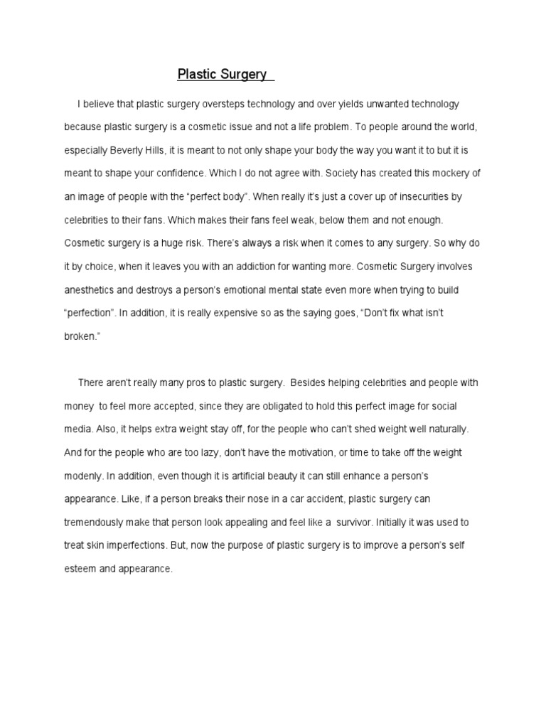 Plastic Surgery Essay 2 | PDF | Surgery | Plastic Surgery