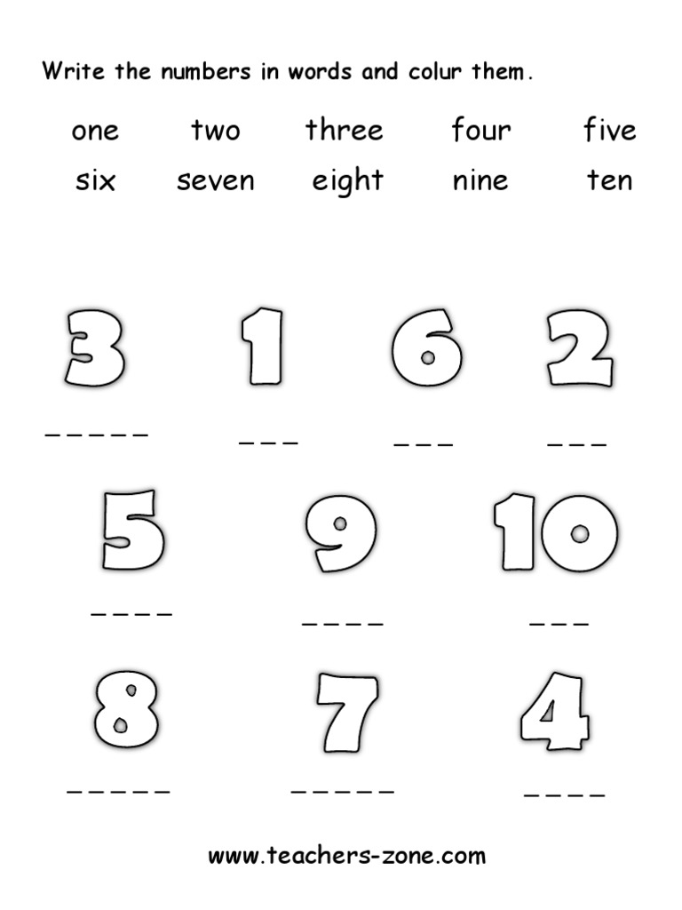 One Two Three Four Five Six Seven Eight Nine Ten: Write The Numbers in ...