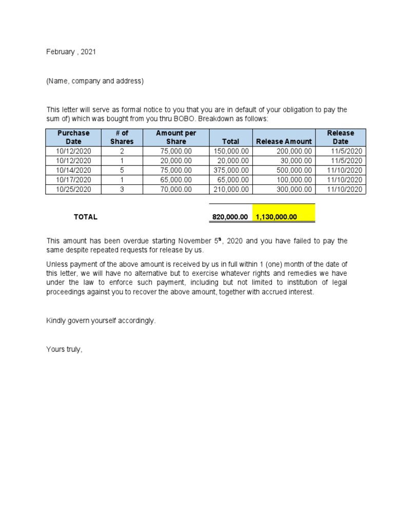 Purchase Date # of Shares Amount Per Share Total Release Amount Release ...