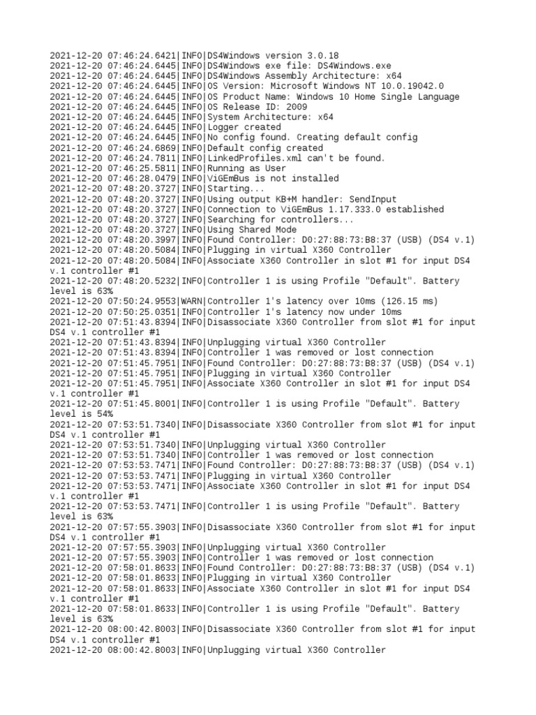 Ds4windows Log 20211221.0 | PDF | Microsoft Windows | Ibm Pc Compatibles
