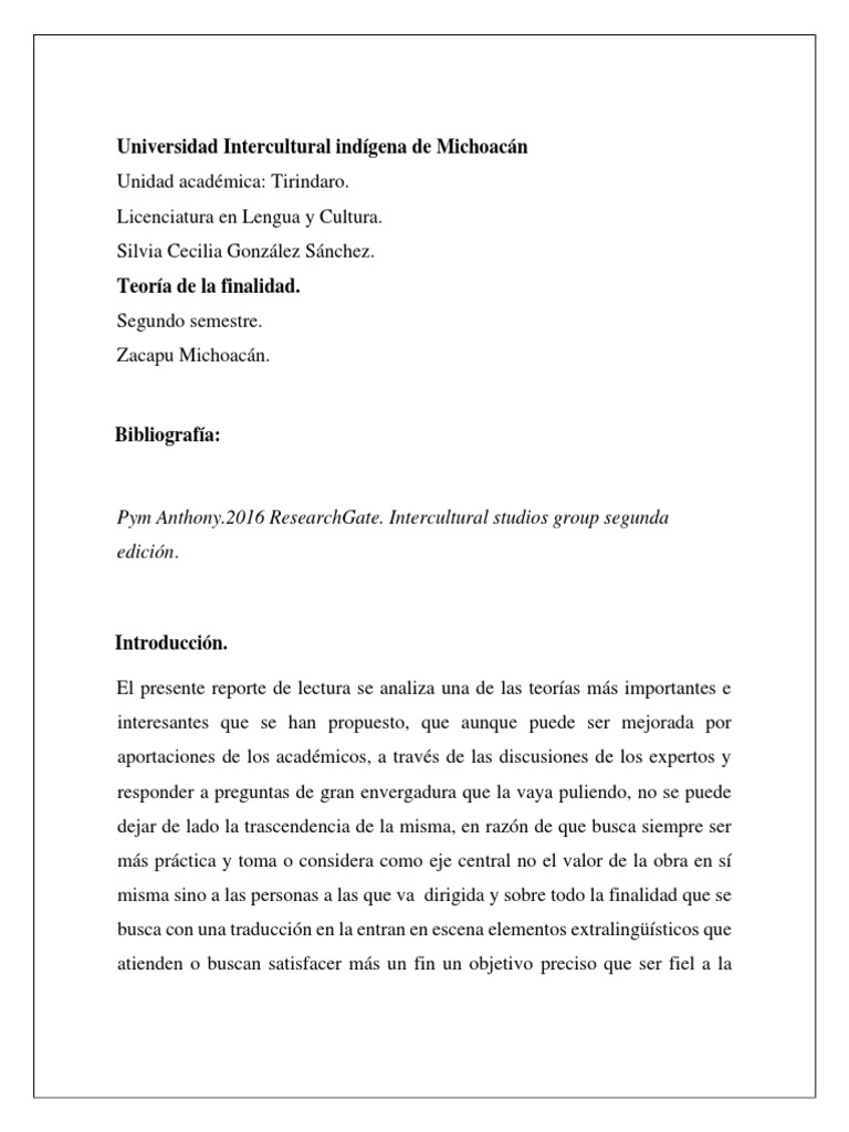Teoría de La Finalidad | PDF | Traducciones | Teoría