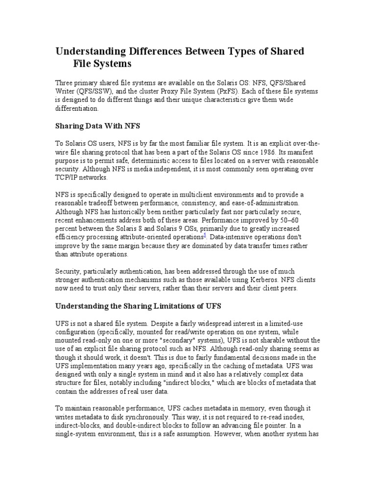 Understanding Shared File Systems | PDF | File System | Cache (Computing)