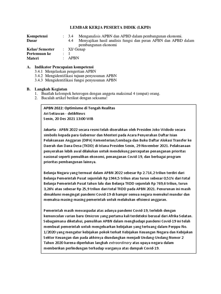 LKPD 3.4.1 (Apbn) | PDF