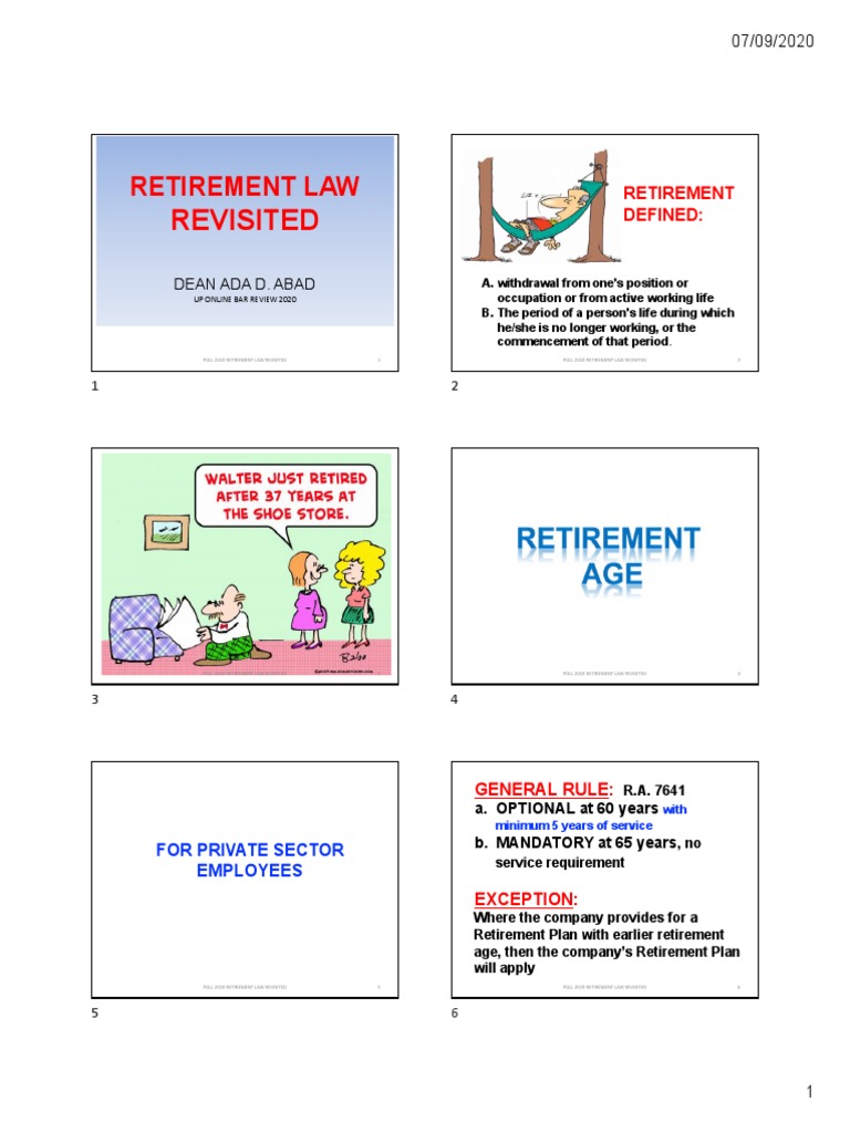 Ada Abad Up Online Bar Handouts Retirement Law | PDF | Employment | Pension