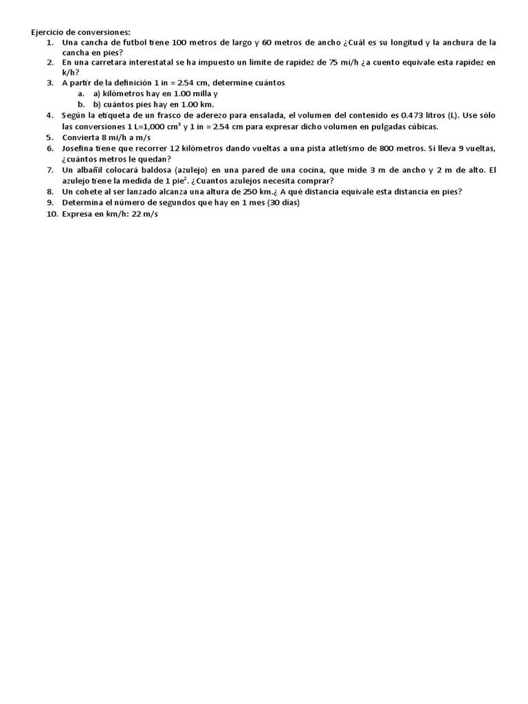 Ejercicio de Conversiones Basicas | PDF