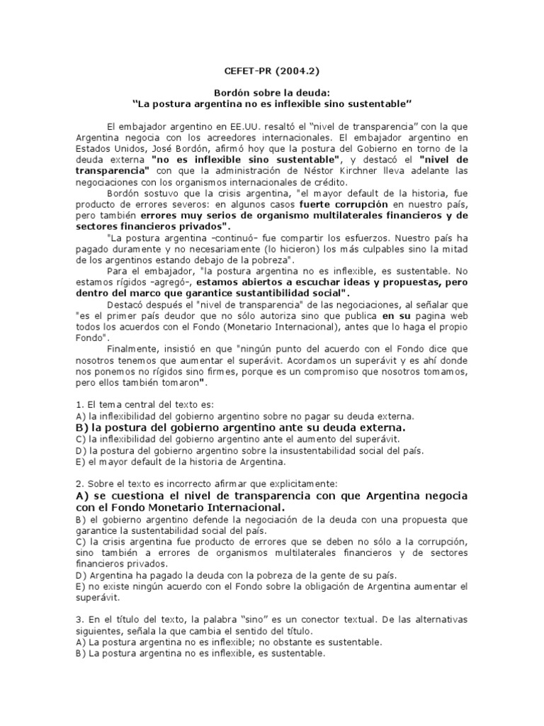 Cefet-Pr (2004.2) | PDF | Deuda | Argentina