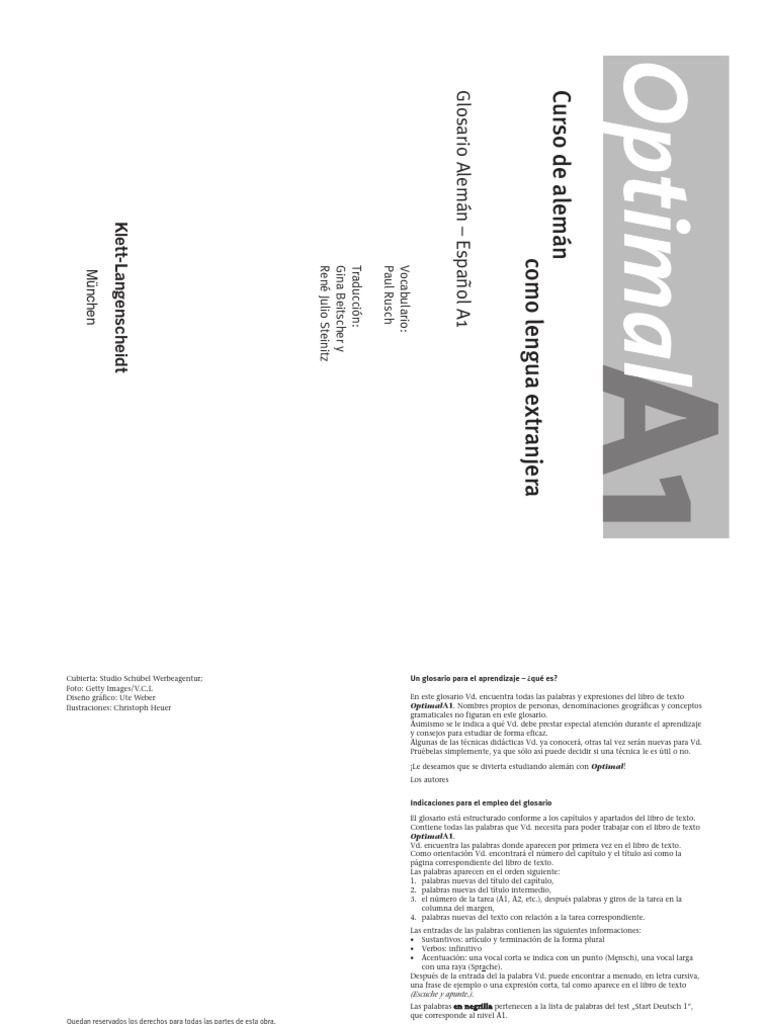 Optimal - A1 - Glossar - DT - Span - Lekt.1 | PDF | Lingüística | Comunicación humana
