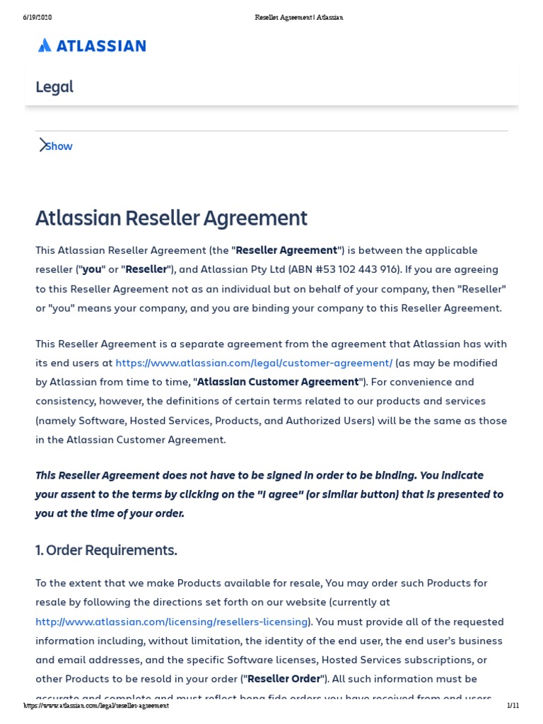Reseller Agreement - Atlassian | PDF | Arbitration | Legal Liability