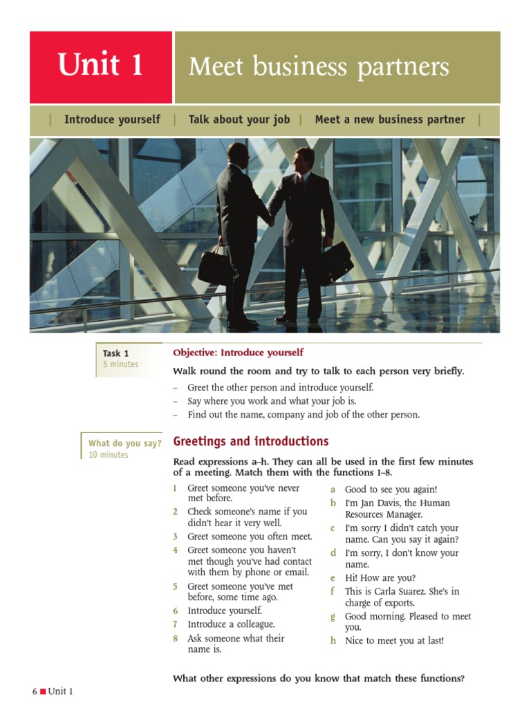 Intelligent Business - Intermediate - Skills - Book - Unit1 | PDF ...