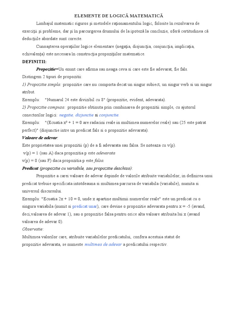 Elemente de Logica Matematica - Teorie | PDF