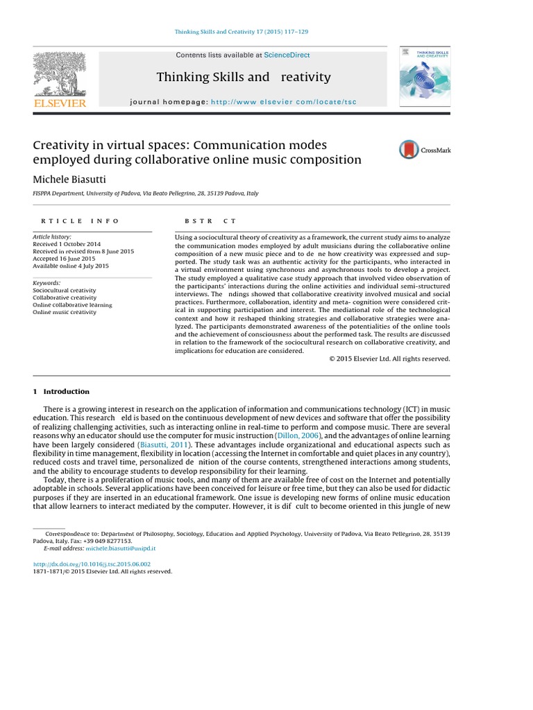 Creativity in Virtual Spaces: Communication Modes Employed During ...