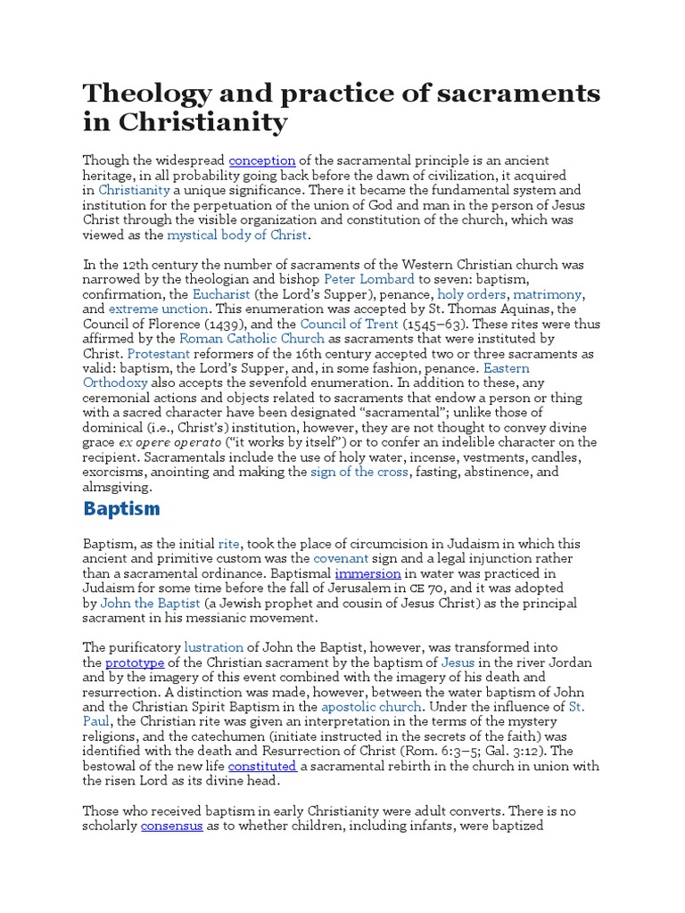Theology and Practice of Sacraments in Christianity | PDF | Eucharist | Confirmation