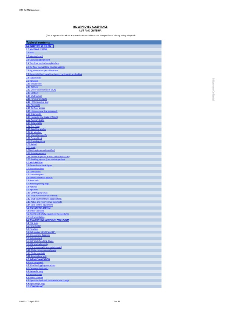 Section 4 - SLB GUIDELINE - Attachment 14 - SLB Rig Acceptance Criteria ...