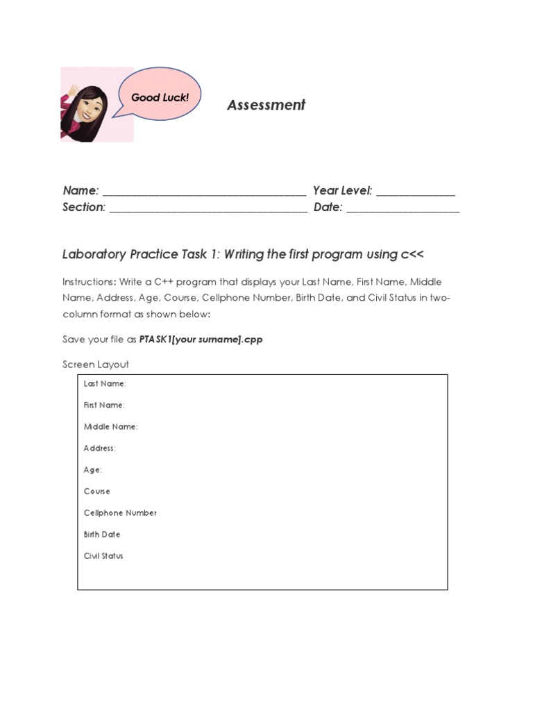C++ Programming Lab Tasks Guide | PDF | Computers | Technology ...