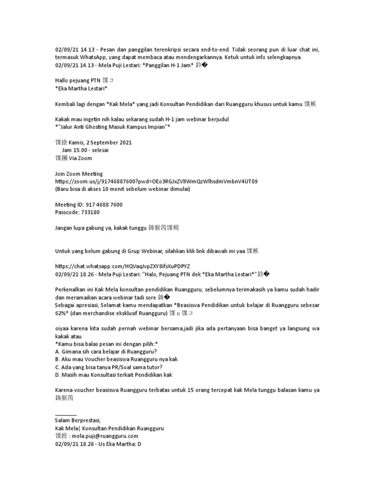 Chat WhatsApp Dengan Us Eka Martha | PDF