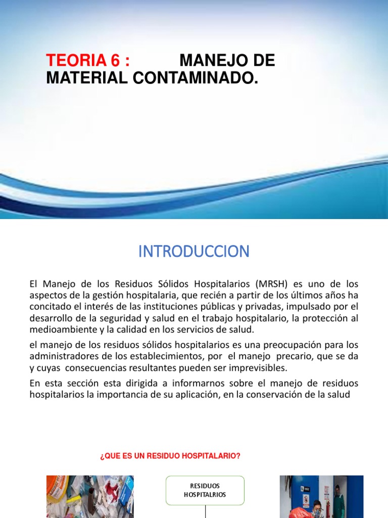 Manejo de Material Contaminado en Hospitales | PDF | Residuos ...