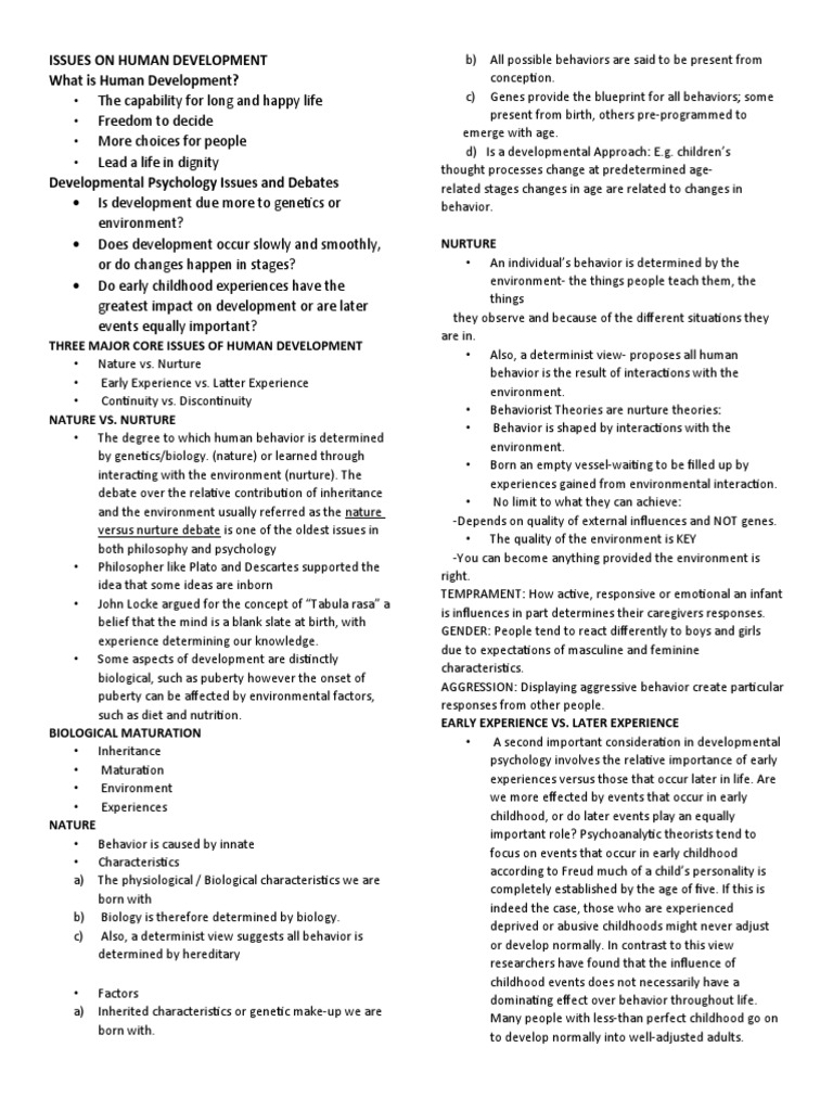 Chapter 3 Human Development Handouts | PDF | Developmental Psychology ...