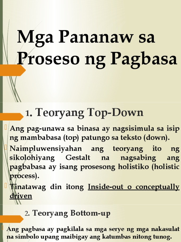 Mga Pananaw Sa Proseso NG Pagbasa (Autosaved) | PDF