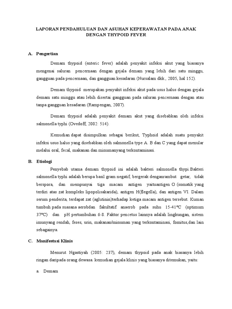Asuhan Keperawatan Anak Demam Typhoid | PDF | Sains & Matematika