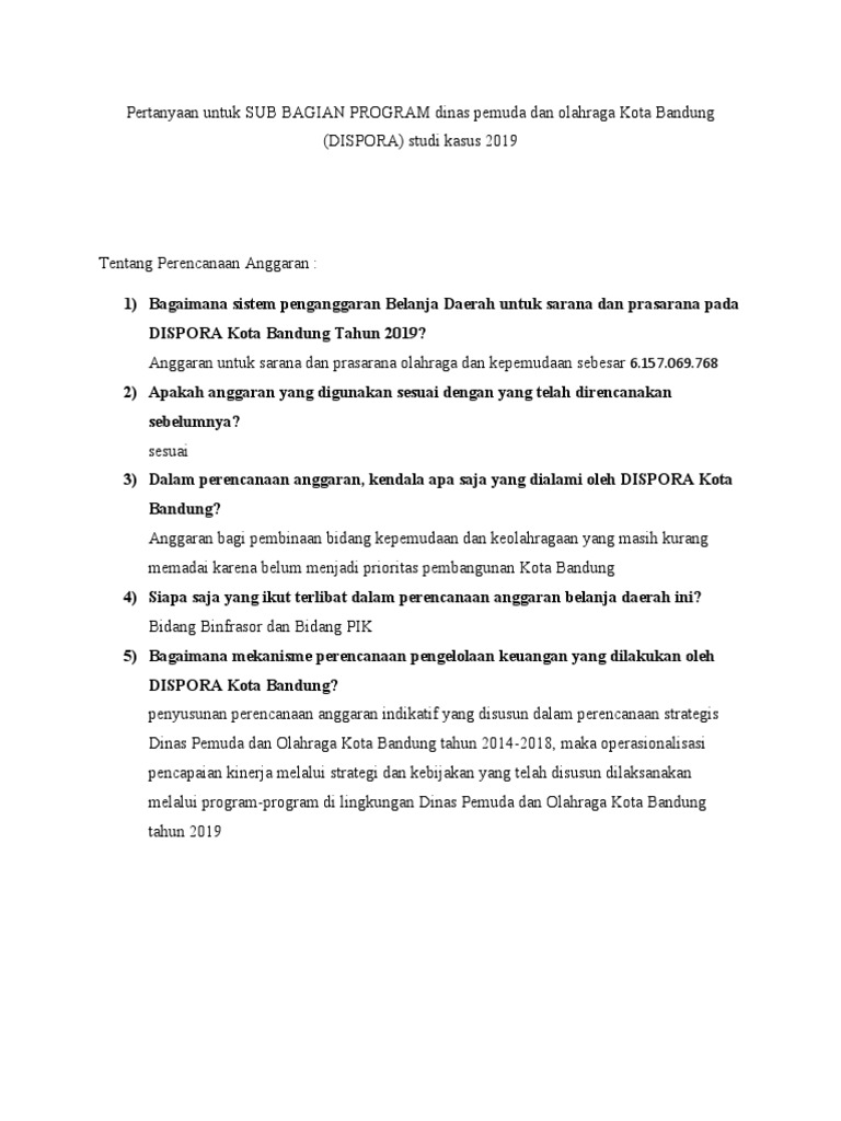 Pertanyaan Untuk SUB BAGIAN PROGRAM | PDF