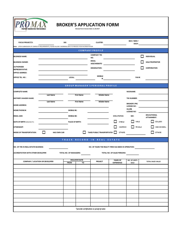 Broker GM & Realties Accreditation Forms | PDF | Real Estate Broker ...