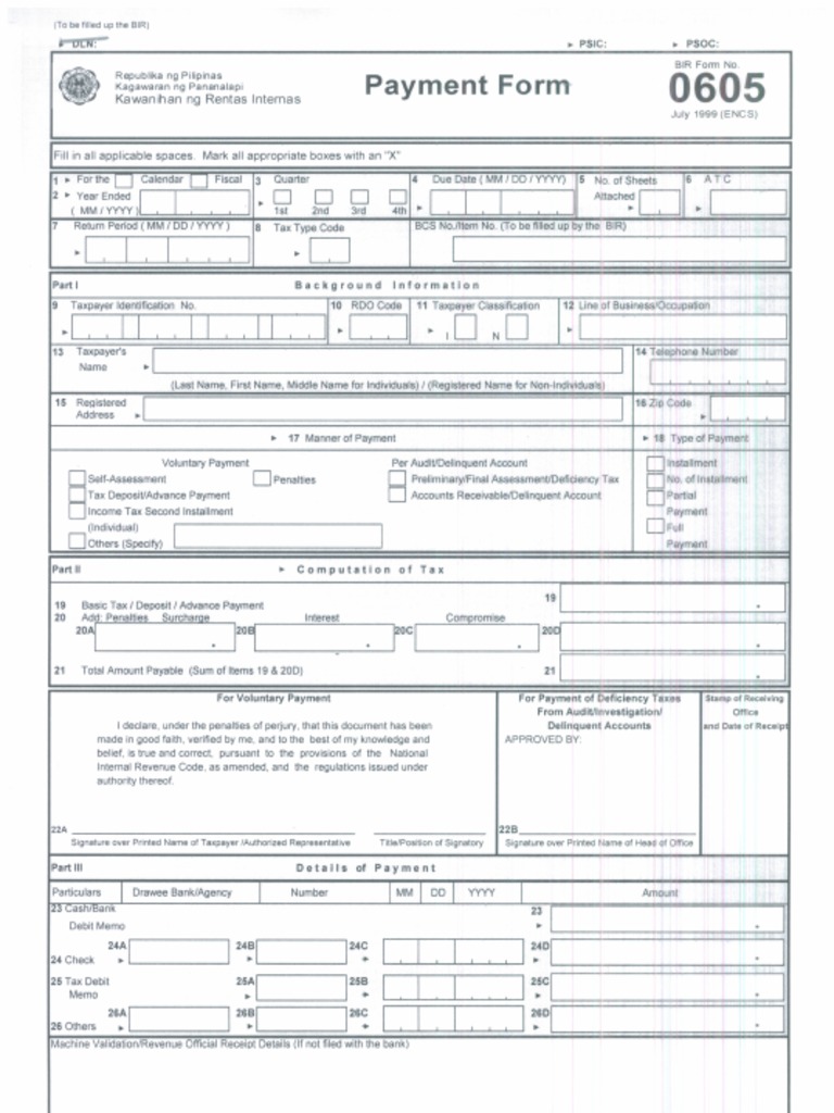 BIR Form No. 0605 | PDF
