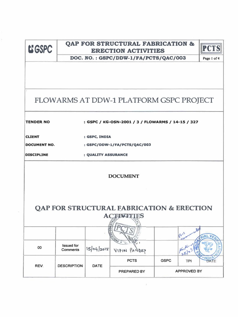 QAP (ITP) FOR STRUCTURAL FAB & ERECTION Comments | PDF | Verification And Validation | Quality