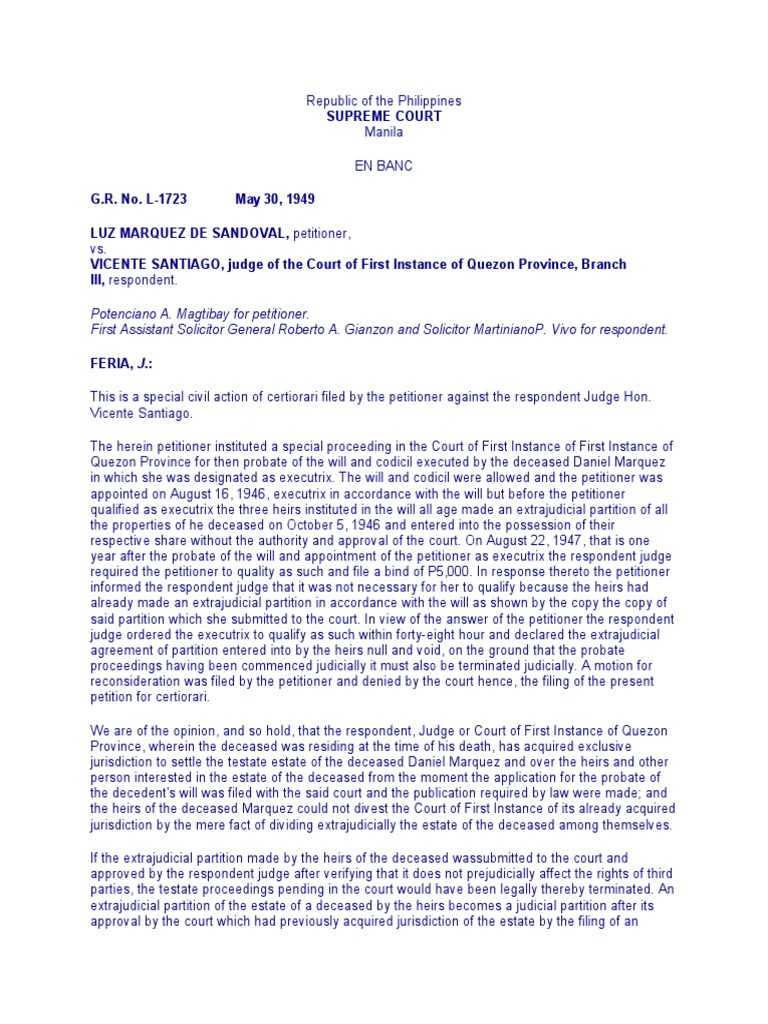 Sandoval v. Santiago | PDF | Probate | Intestacy